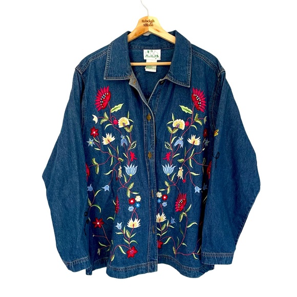 Vintage | Jackets & Coats | Vintage Quacker Factory Embroidered Flowers ...